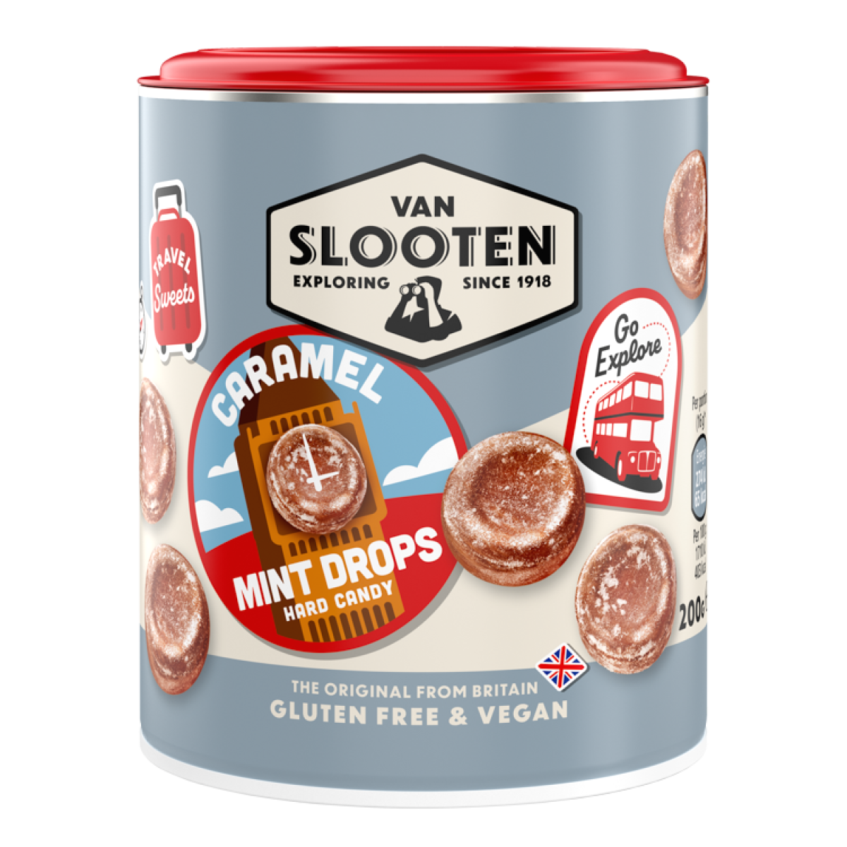 Van Slooten Travellers' Sweets Caramel Mint Drops | Bordershop
